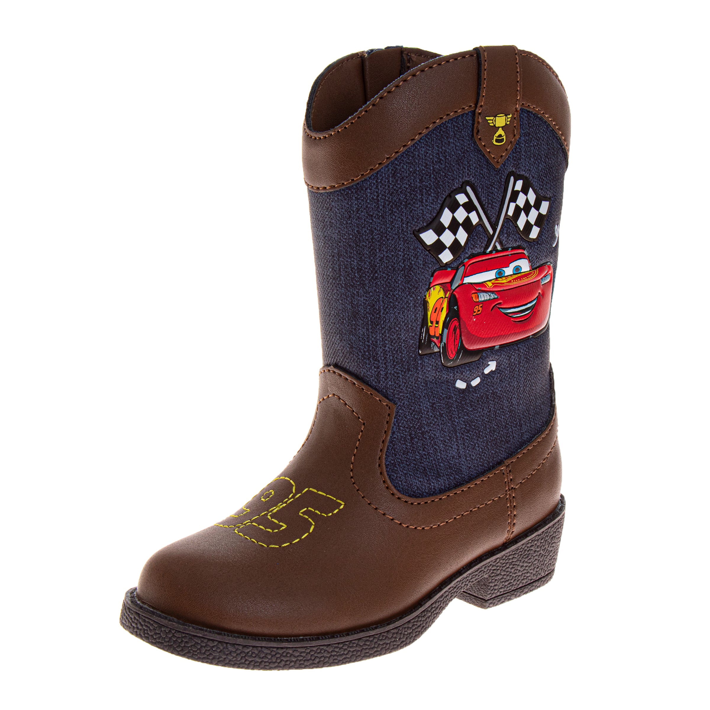 Josmo Cars Boys Cowboy Boots - lightning McQueen Calf High Western Cou ...